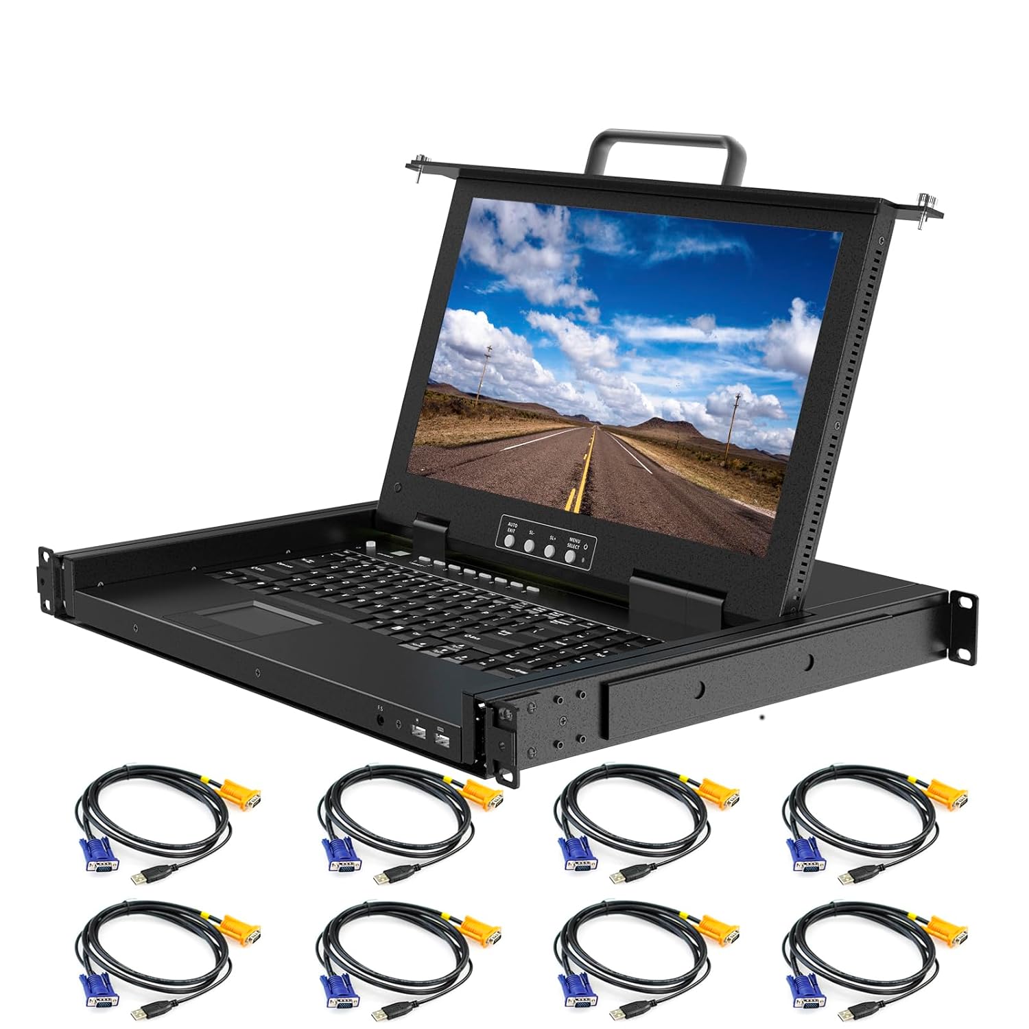 Amazon.com: 8-Port 1U VGA Rack Mount KVM Console 15.6" FHD 1920x1080 ...