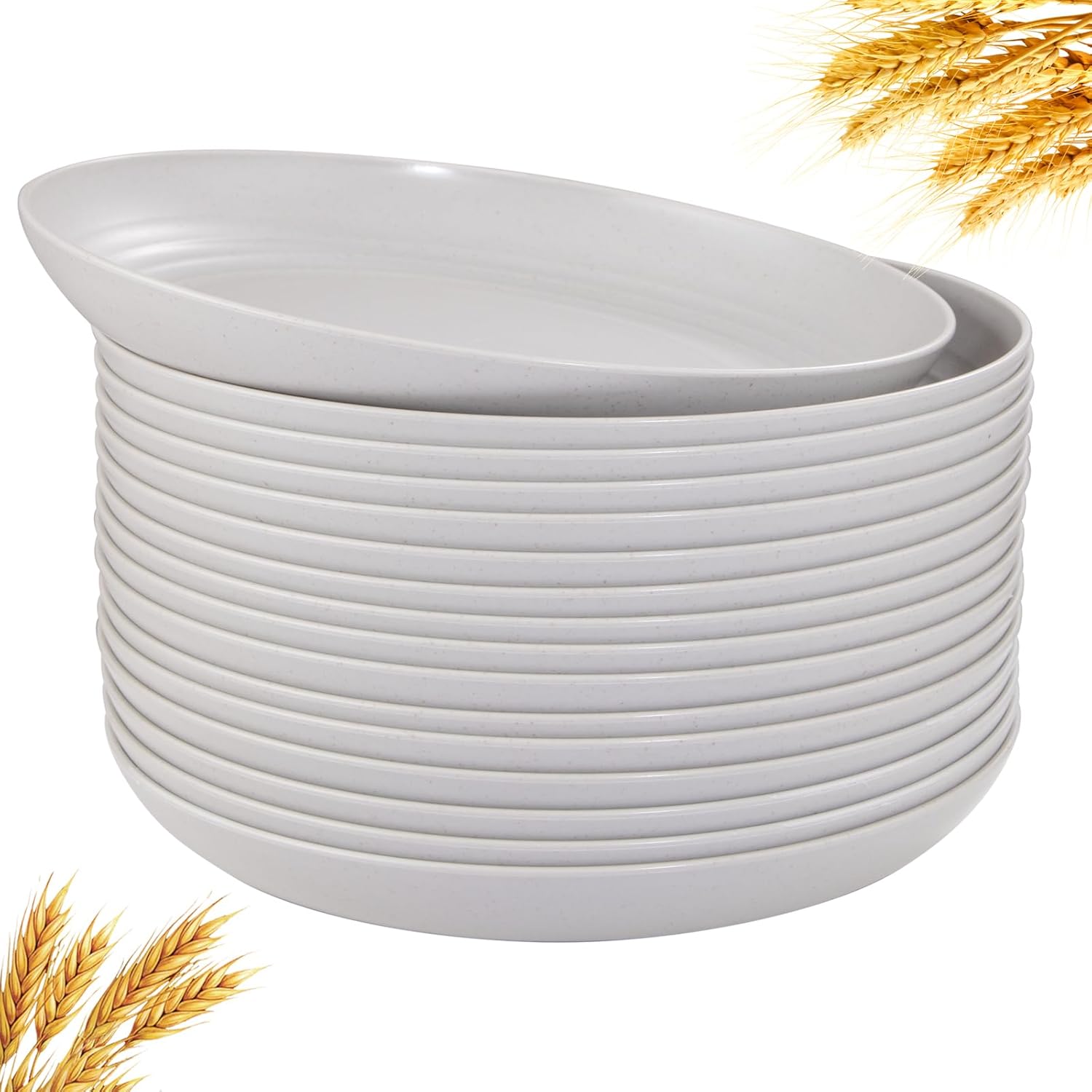 Amazon.com: Supernal 16pcs Grey Wheat Straw Plates,Hard Plastic Plates ...