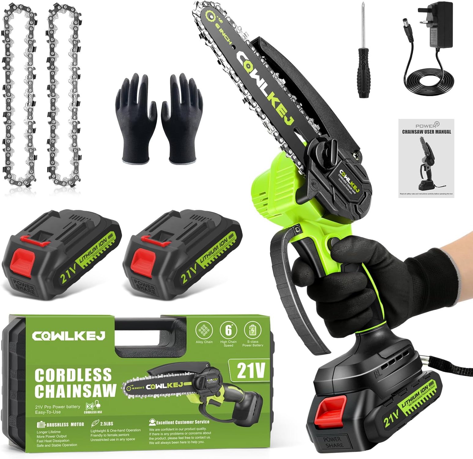 Mini Chainsaw Cordless, 6 and 4-inch 2-in-1 Brushless Motor Chainsaw ...