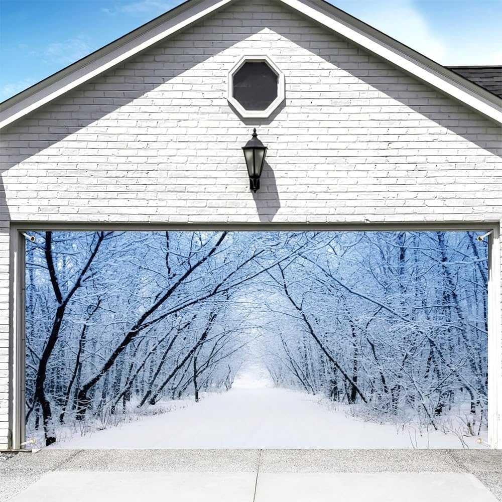 Amazon.com : DORCEV 7x16ft Winter Wonderland Garage Door Banner ...