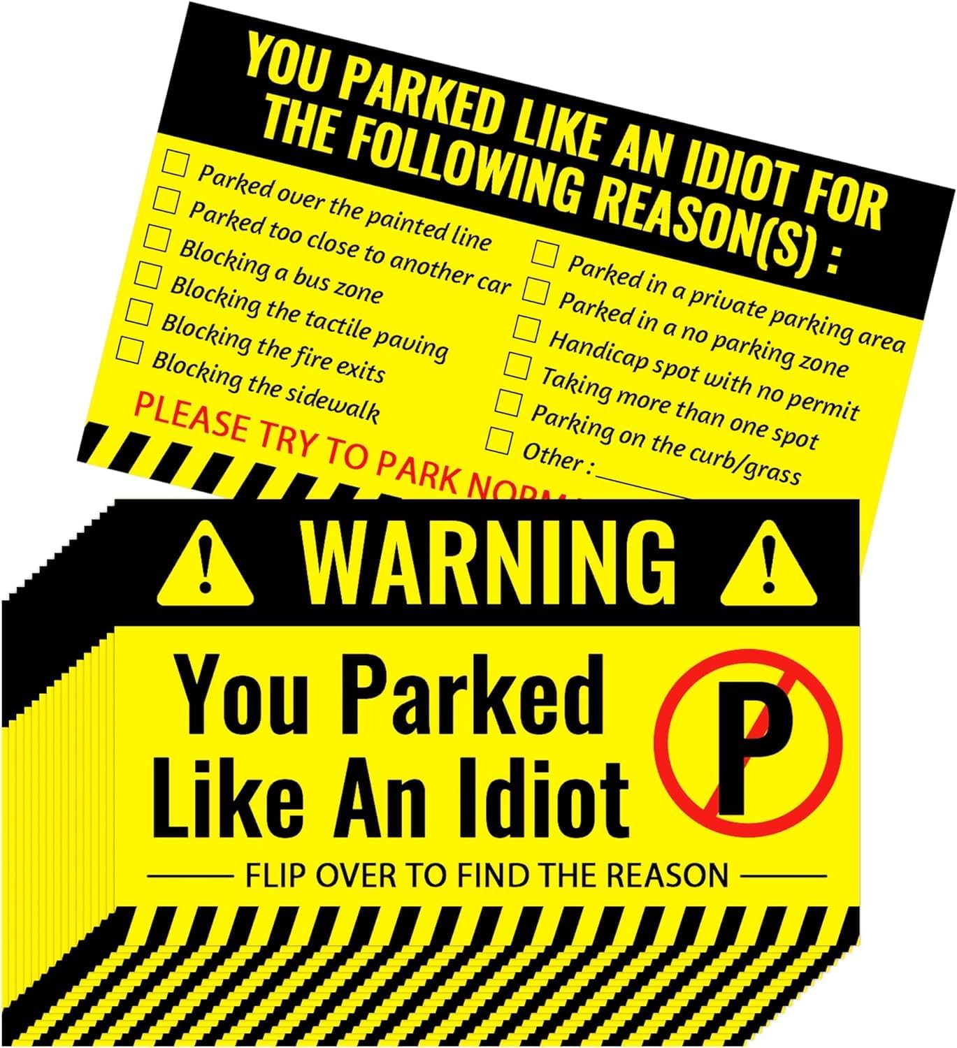 Amazon.com: 200 Pieces Bad Parking Cards You Parked Like an Idiot Card ...