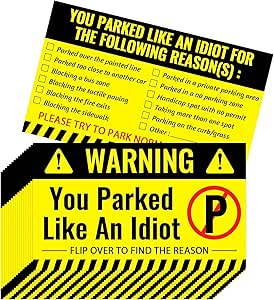 200 Pieces Bad Parking Cards You Parked Like an Idiot Card 3.5 x 2 ...