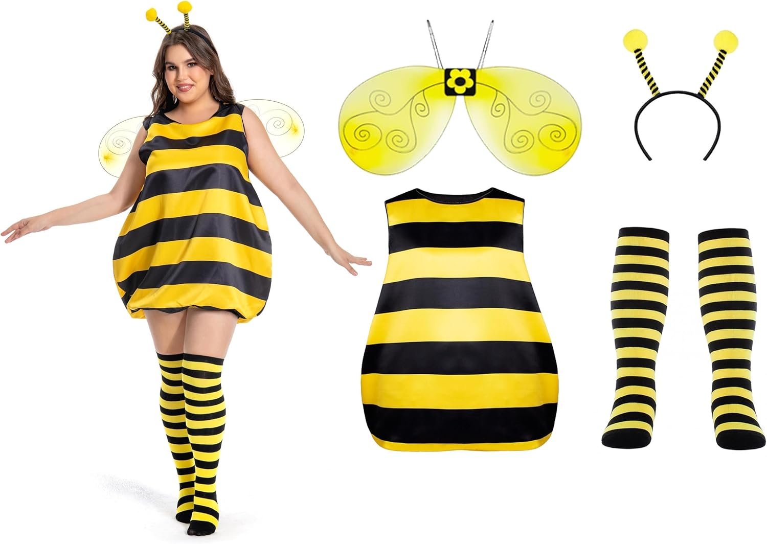 Amazon.com: Seawhisper Bumble Bee Costume Bumblebee Adult Women Plus ...