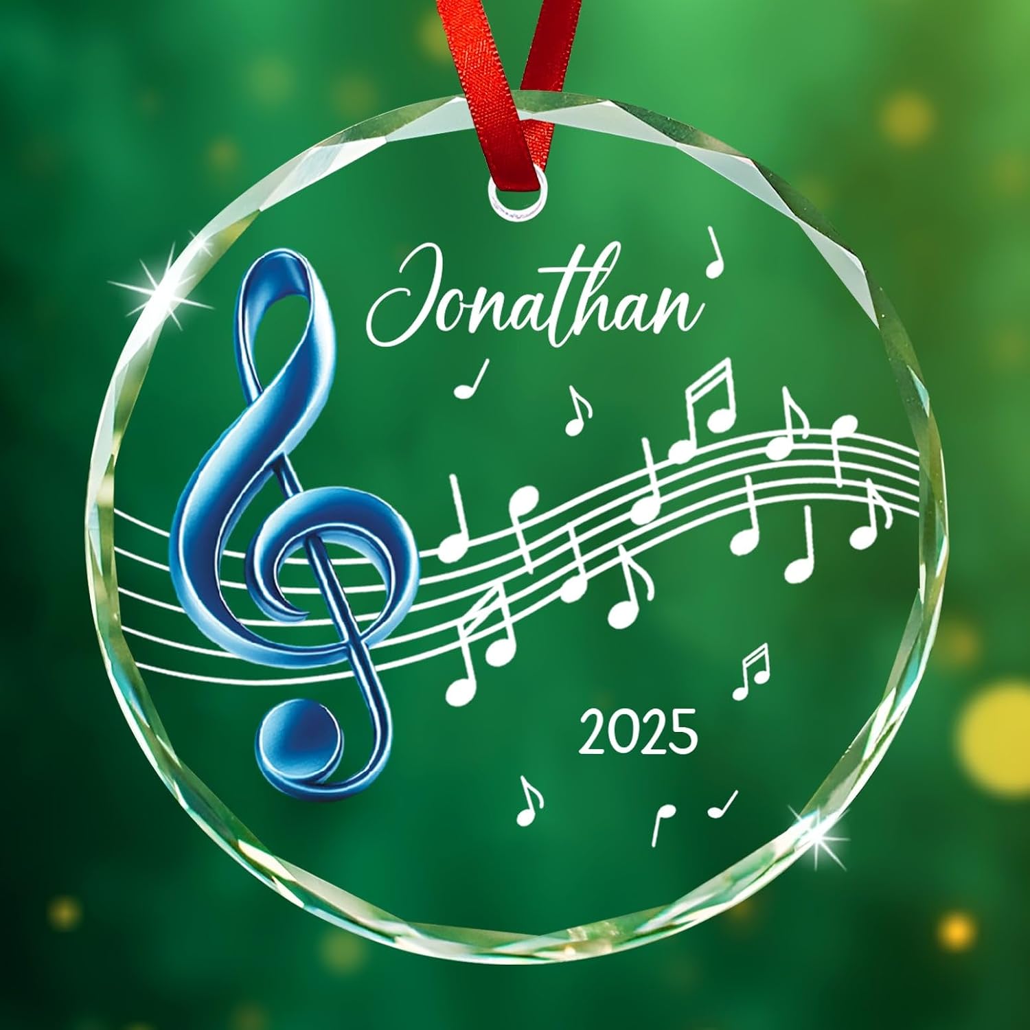 Amazon.com: Personalized Treble Clef Glass Christmas Ornament, G Clef ...