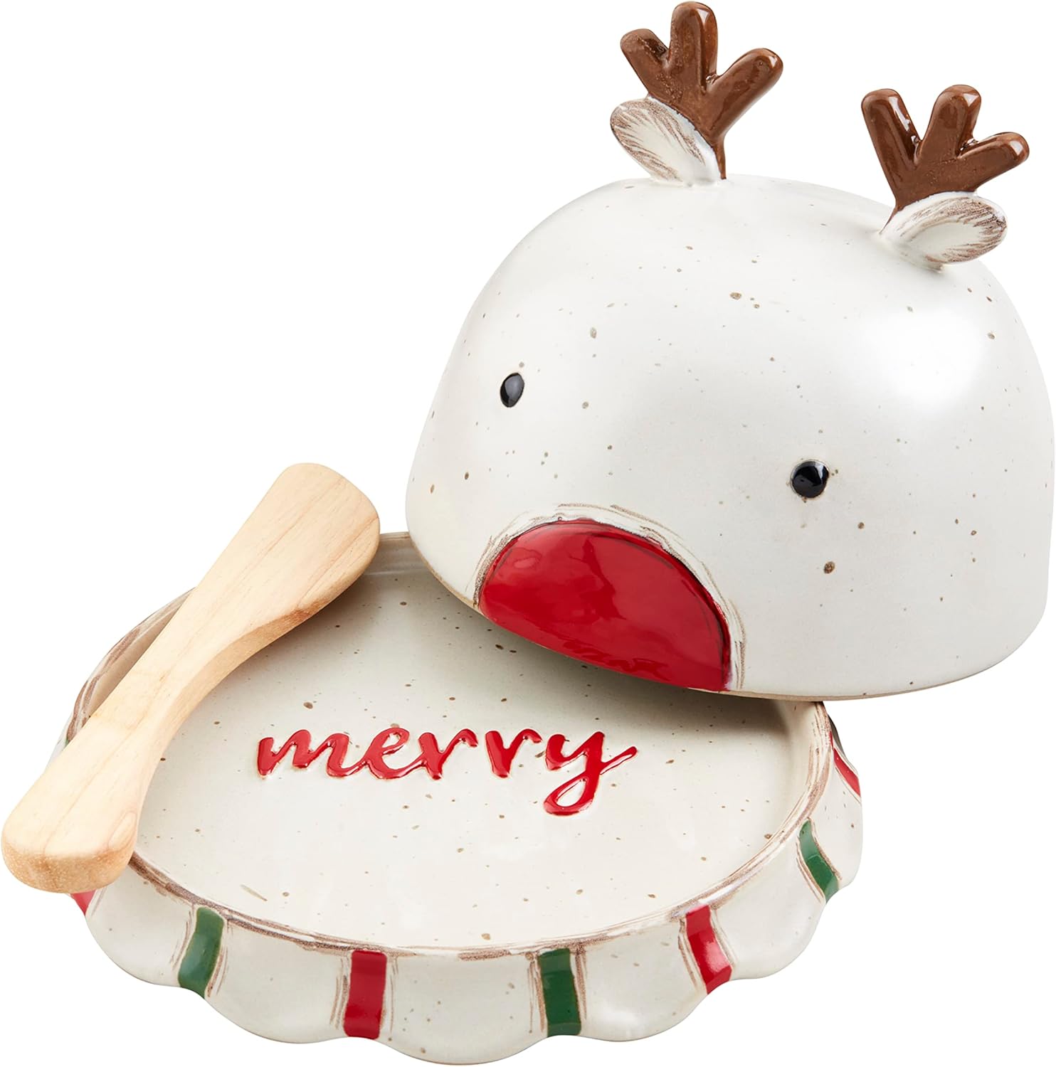 Amazon.com | Mud Pie Reindeer Butter Dish; cloche 5" x 5 1/2" dia ...