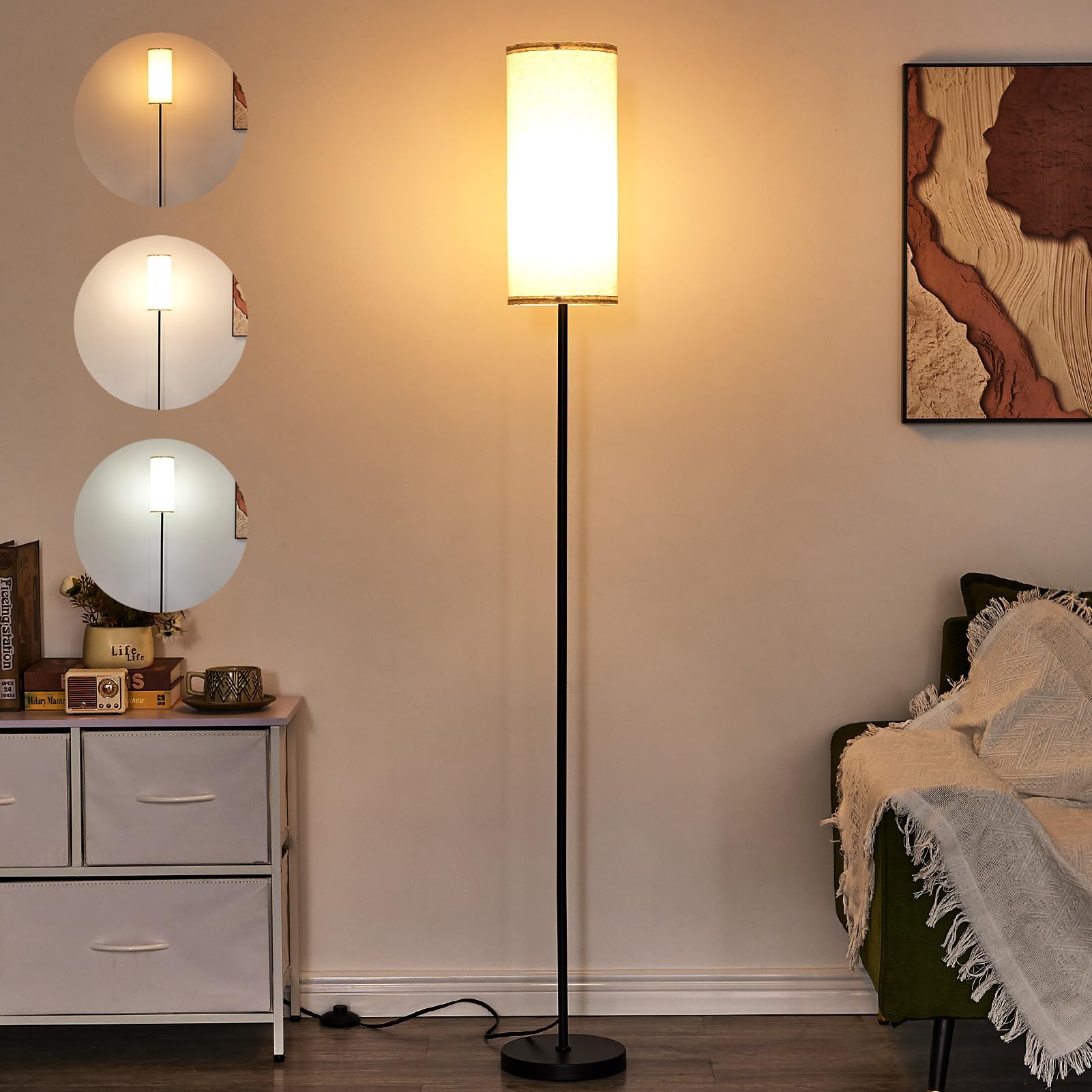 PARTPHONER Lámpara de pie para sala de estar, lámparas modernas de pie ...