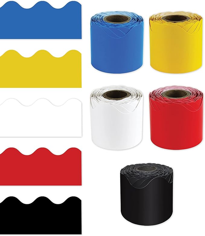 Amazon.com : Carson Dellosa 5 Rolls of 325 Ft Scalloped Bulletin Board ...