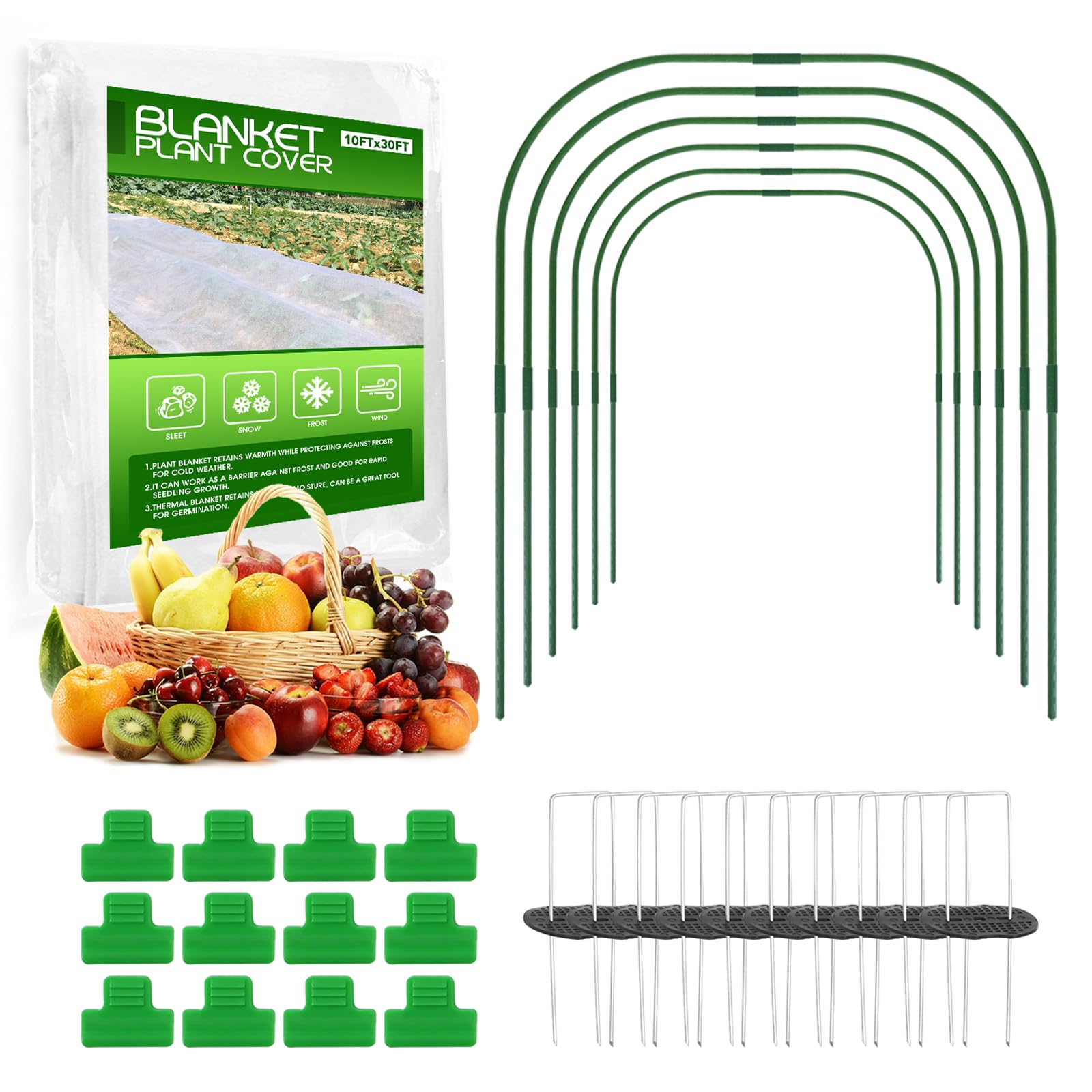 TOCCYARD Plant Covers Freeze Protection Kit, 10x30Ft Frost Cloth? 6 ...