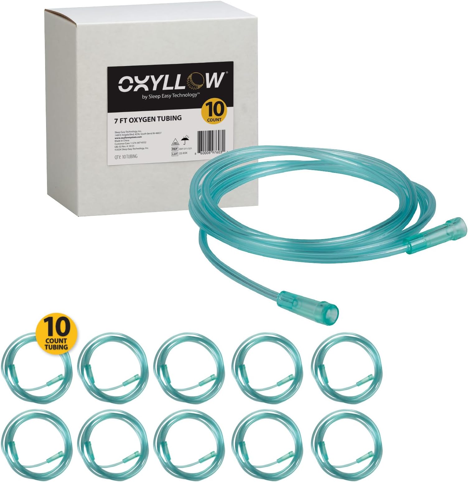 Amazon.com: Oxyllow Premium 7 FT Oxygen Tubing | 10-Count | 6-Channel ...