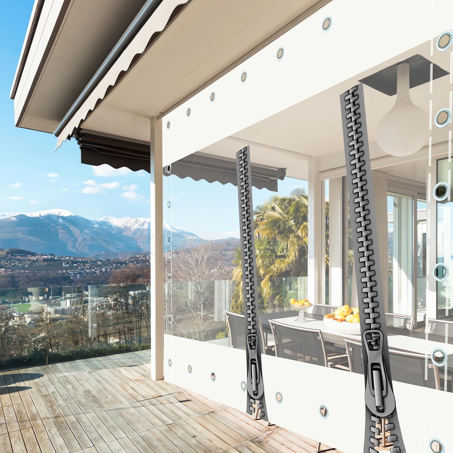 Transparent Pergola Side Panels with Zip, 0.5 mm Outdoor Patio Curtain ...