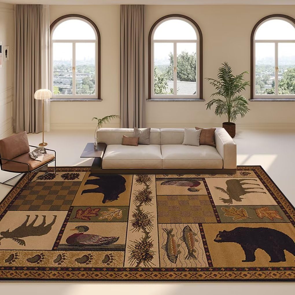 Amazon.com: Soyalie Rustic Lodge Cabin Bear Area Rug for Living Room ...