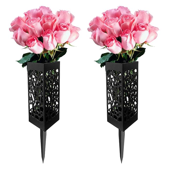 Buy FLSFJP 2 Pack 12In Cemetery Vases with Spikes-Memorial Cemetery ...