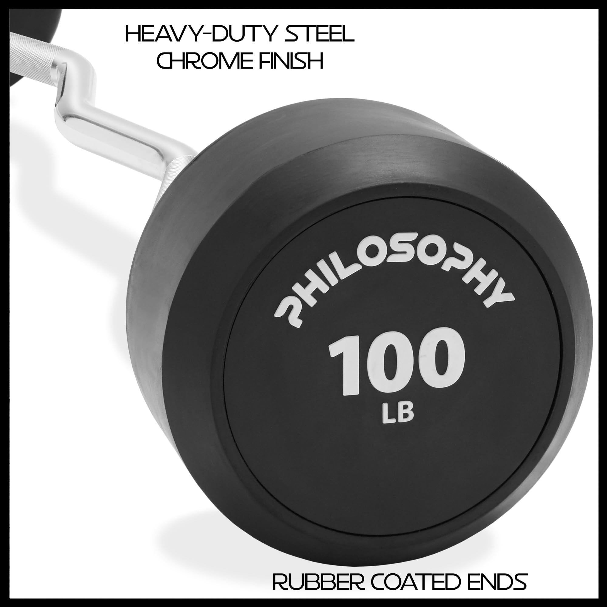 Snapklik.com : Rubber Fixed Barbell, 100 LB Pre-Loaded Weight EZ Curl ...