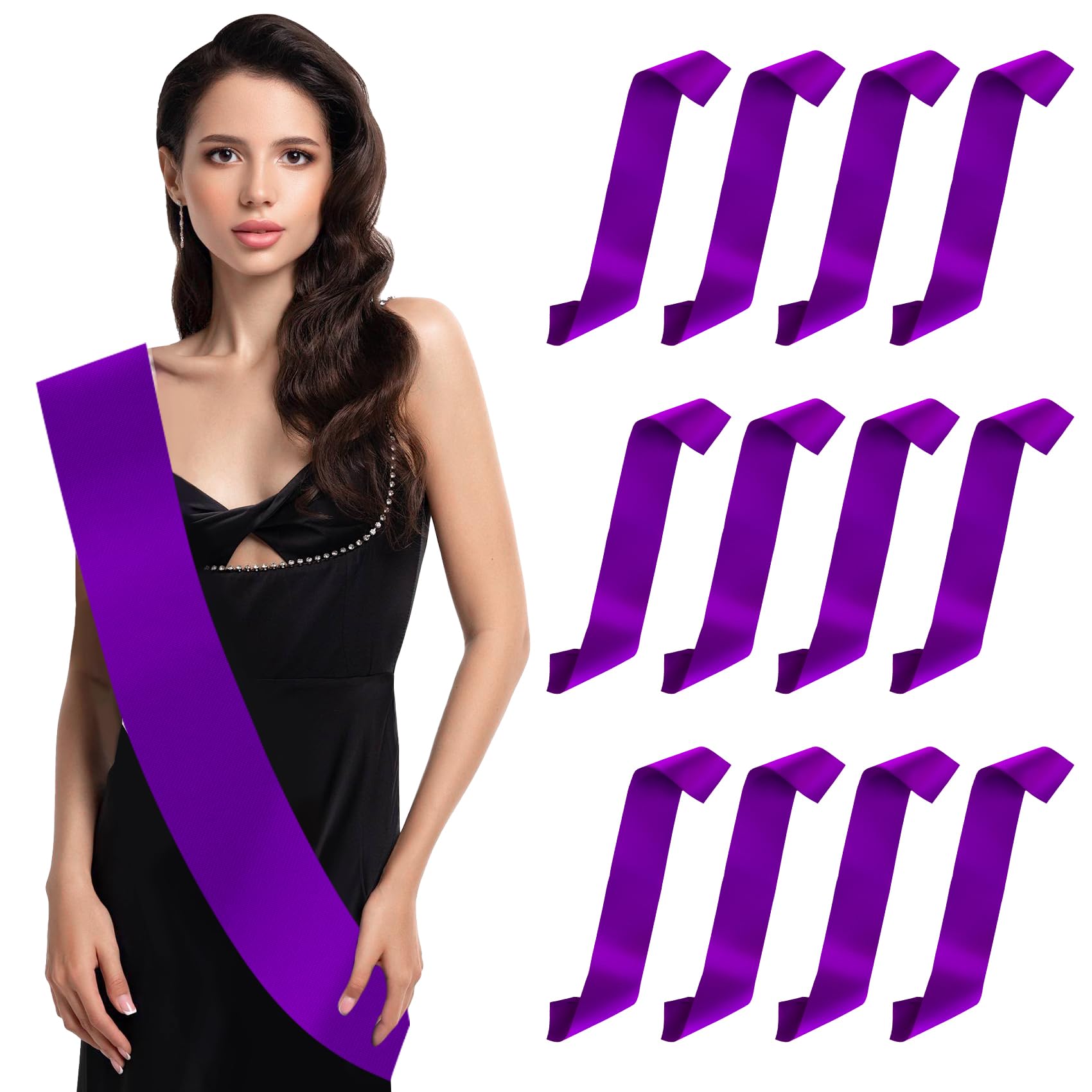 Snapklik.com : Purple Sash 12 Pcs Purple Blank Sash Bulk Blank Satin ...