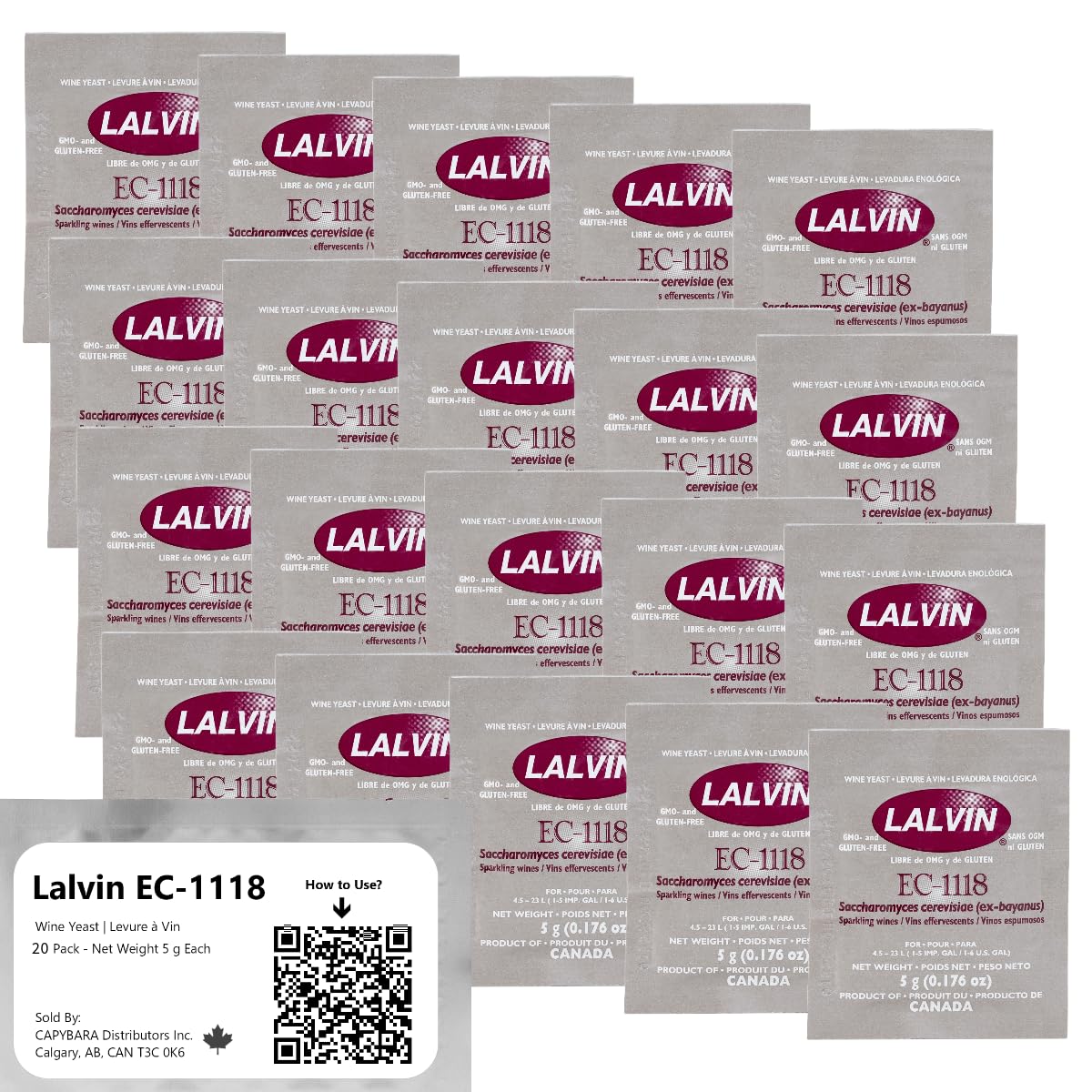 Amazon.com : Lalvin EC-1118 Wine Yeast (20 Pack) - Champagne Yeast - Make Wine Cider Mead ...