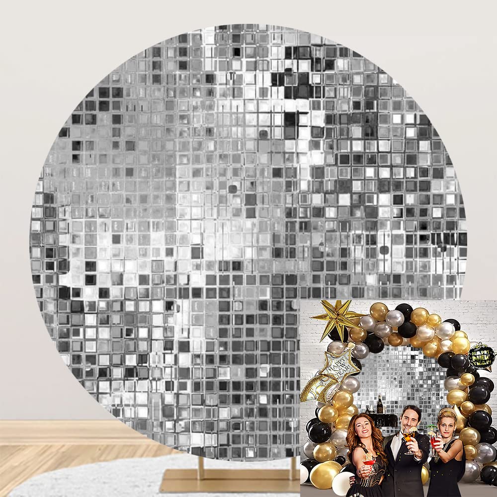 Amazon.com : OERJU Luxurious Silver Round Backdrop Cover Polyester Not ...