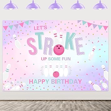 Amazon.com: kreat4joy Bowling Birthday Backdrop Party Decorations Girls ...