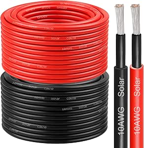 Amazon.com: Kimbluth 10 AWG Solar Cable 100FT Red + 100FT Black Tinned ...