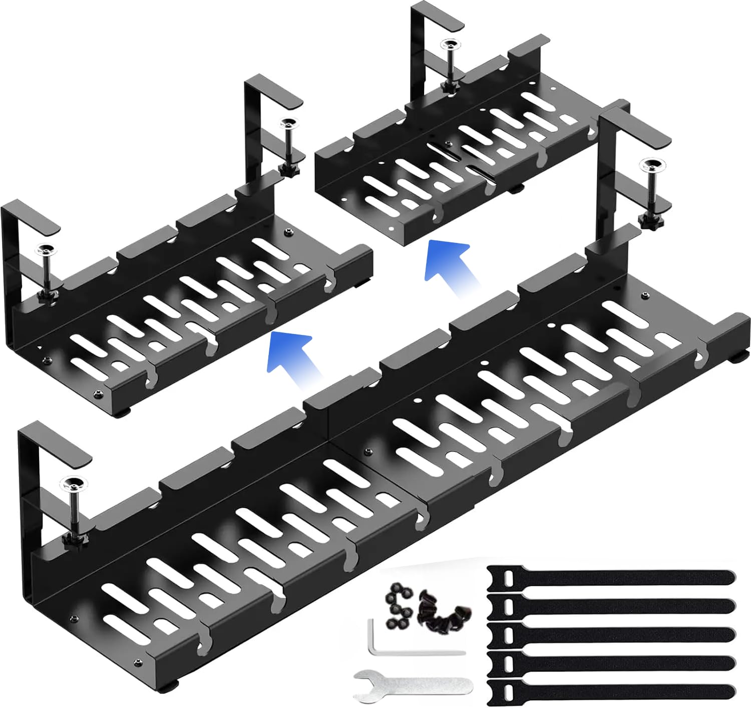 Extendable Under Desk Cable Management Tray, No-Drill Cord Organizer ...