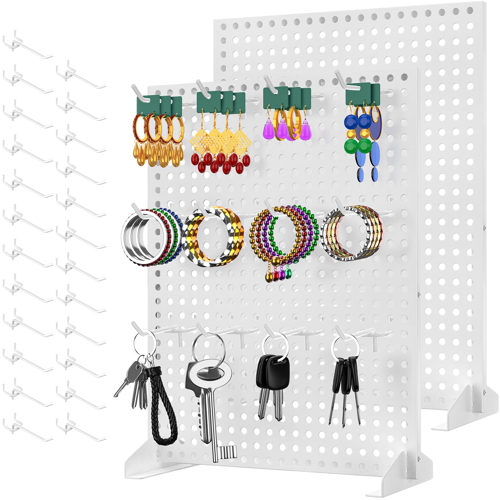 Amazon.com: 2PCS Pegboard Display Stand with 24 Peg Hooks, 13" × 17 ...