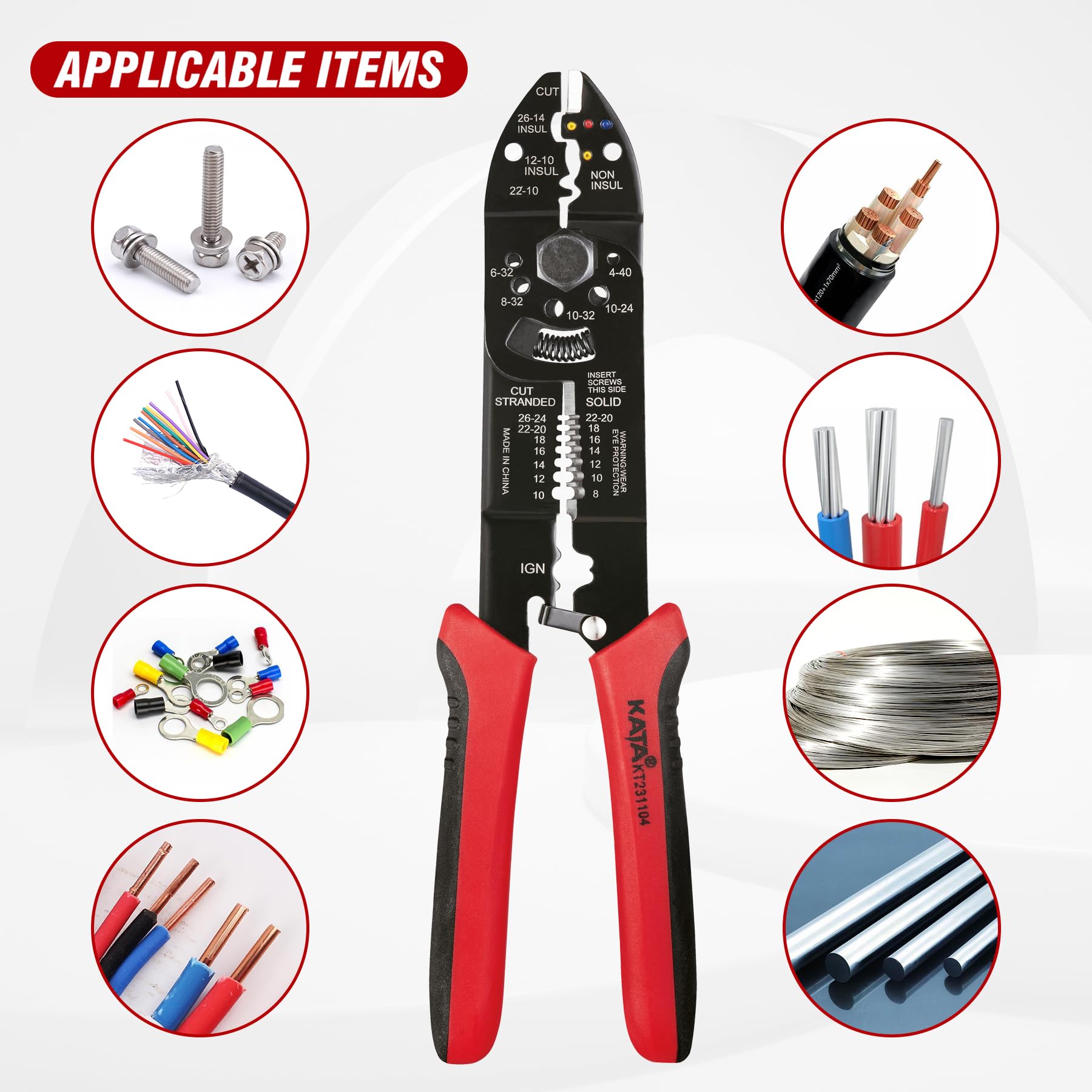 Snapklik.com : 10 Inch Wire Cutter Wire Stripper, Cutting For 8-22 AWG ...