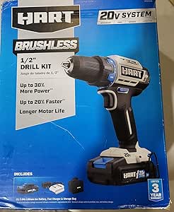Amazon.com: HART 20V Cordless Drill Kit, 1/2 inch Brushless, 2.0Ah ...