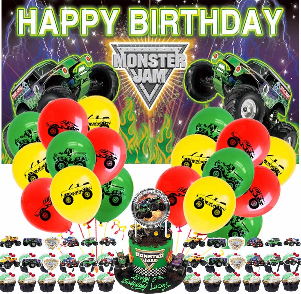 Buy Monster Jam Party Supplies Birthday Decorations Truck Plates ...