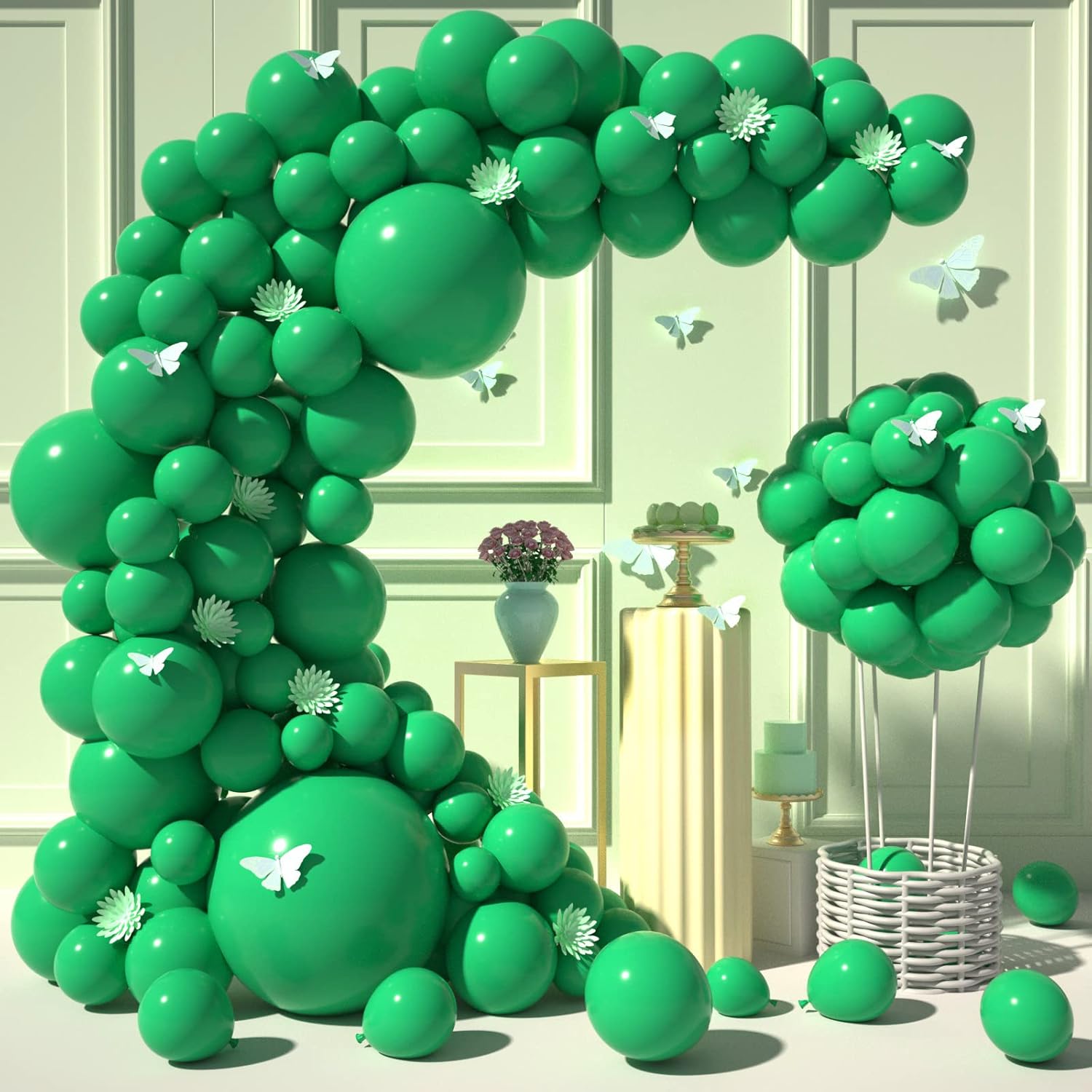 Amazon.com: CUTEUP Kit de guirnalda de globos verdes, 120 unidades de ...