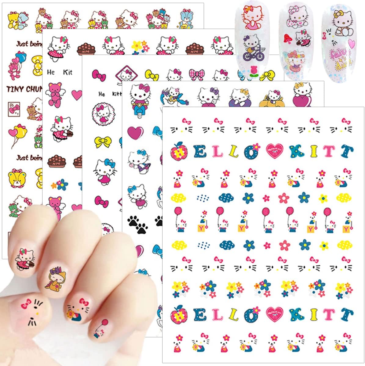 Amazon.com: Cute Cartoon Nail Art Stickers for Acrylic Nails - 3D Self ...