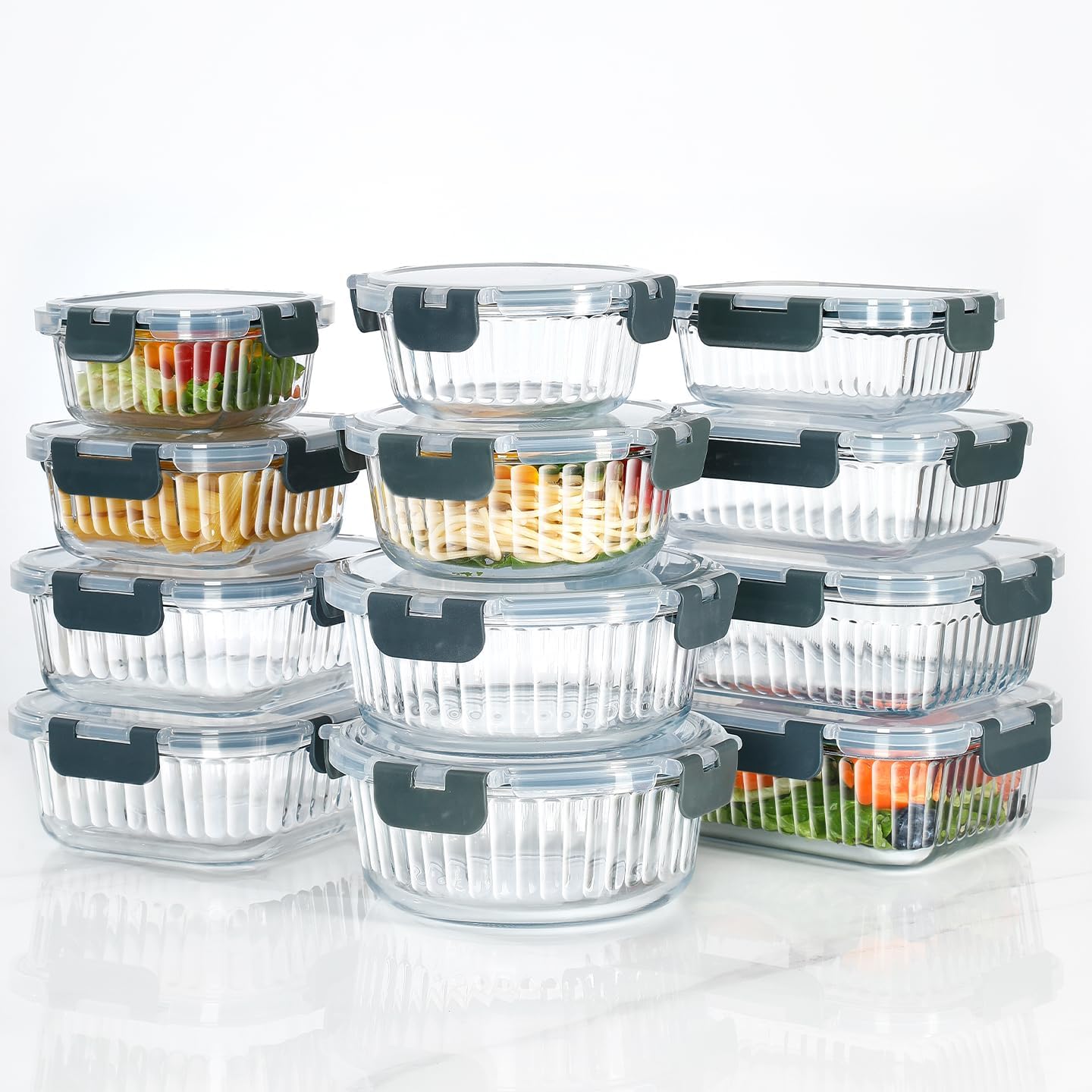 Amazon.com: MSPOQMRSF 12-Piece Vertical Stripe Borosilicate Glass Food ...