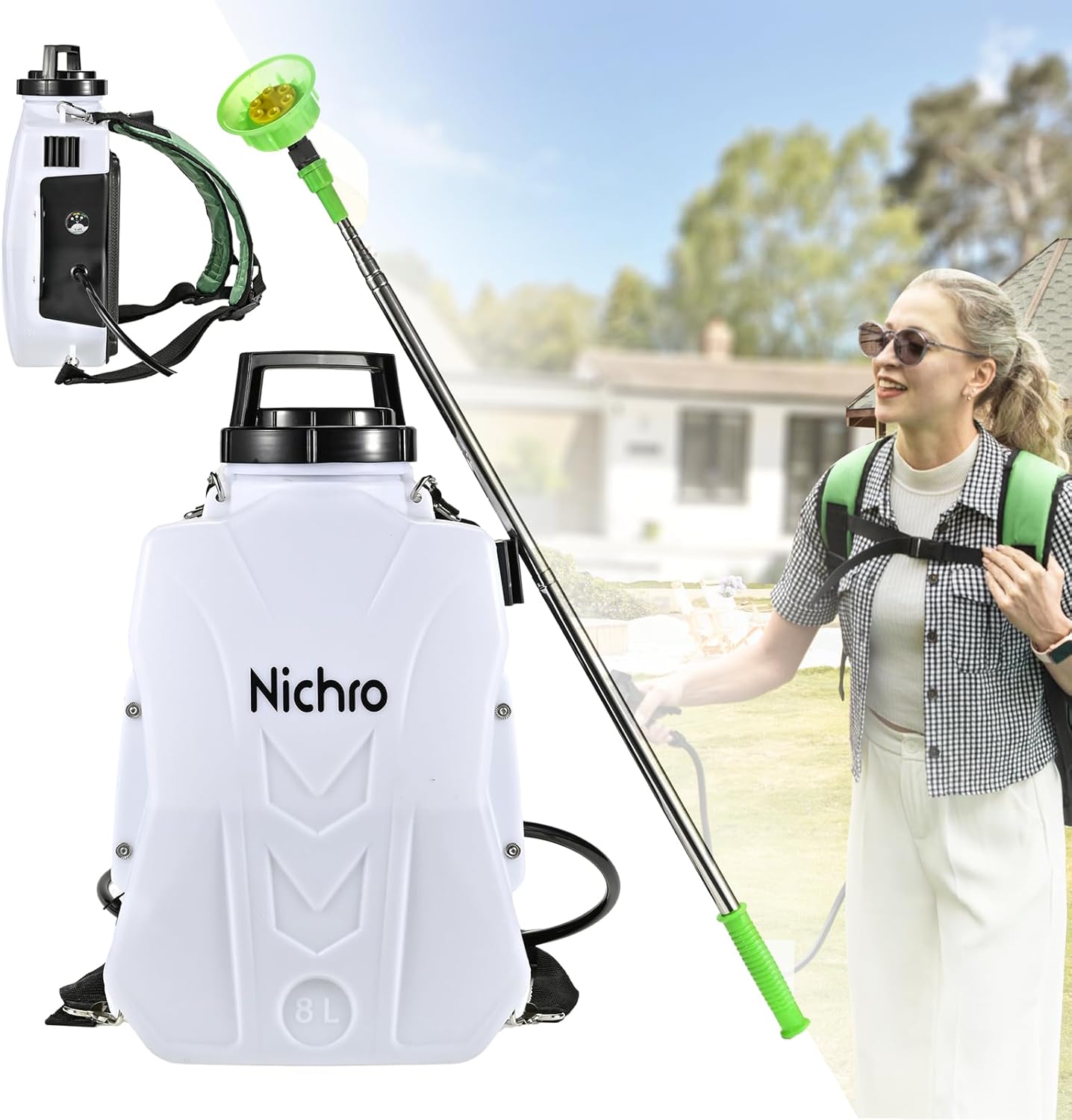Amazon.com : Nichro Battery Powered Backpack Sprayer, 2 Gallon Electric ...