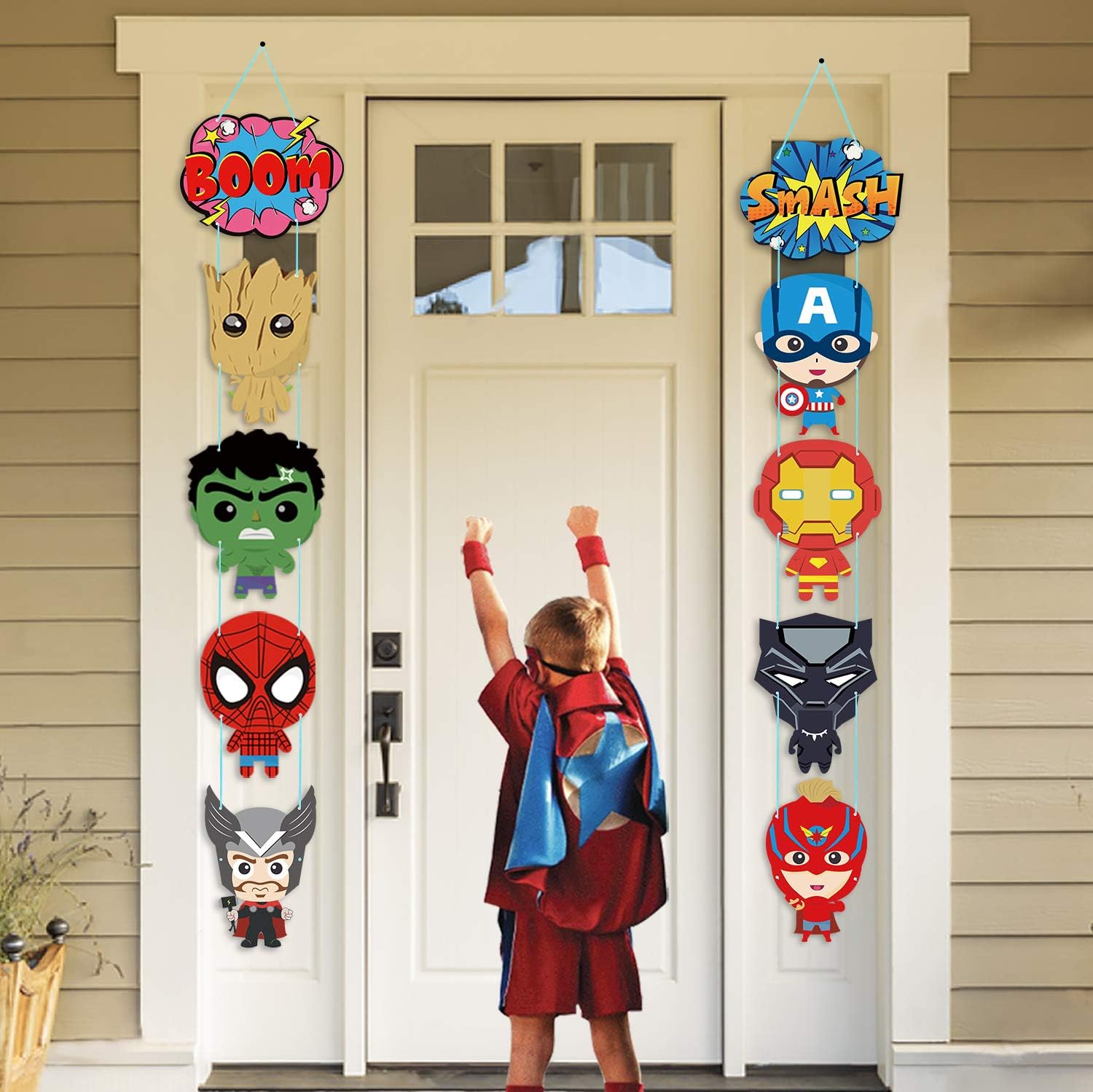 Amazon.com: Ticiaga 10pcs Superhero Porch Sign, Hanging Sign Wall ...