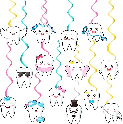 Amazon.com: Tooth Party Hanging Swirls First Tooth Party Decoration ...