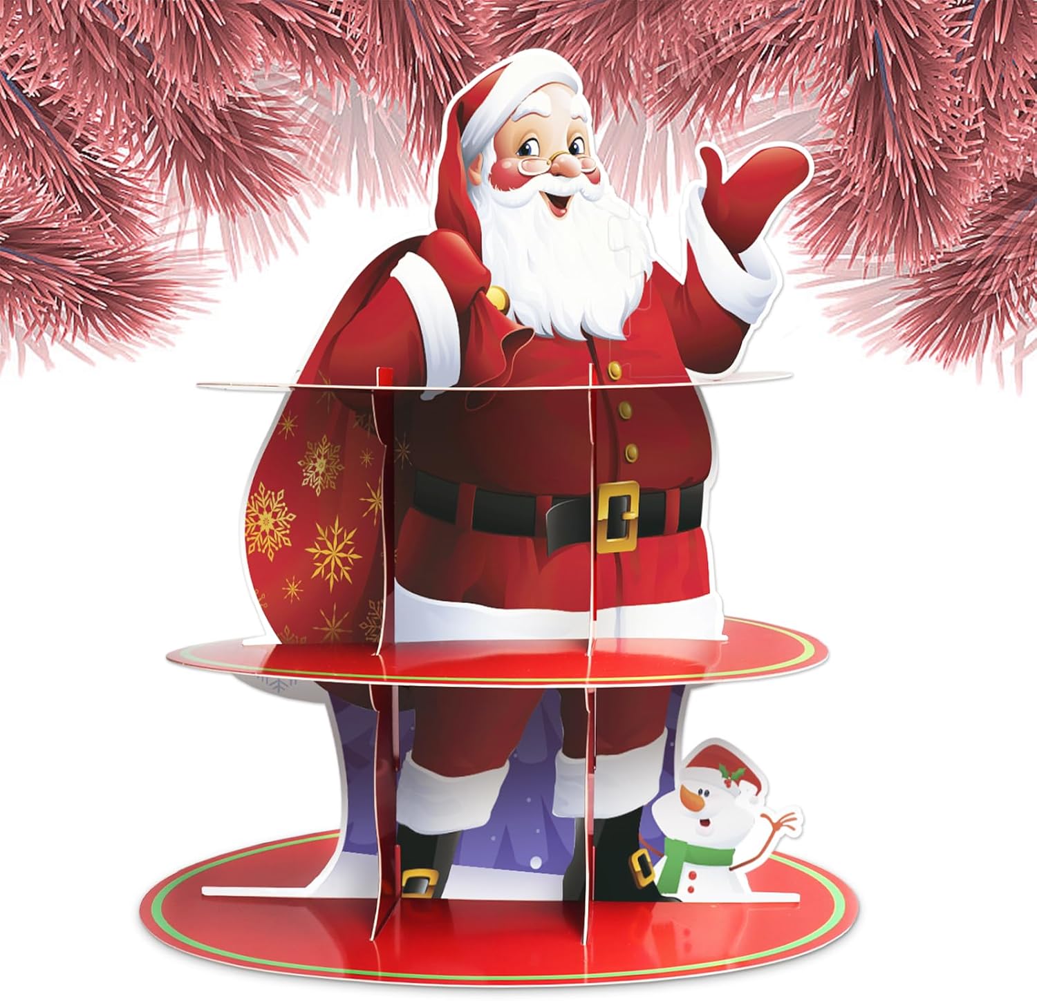 Amazon.com: Threetols 3 Tier Christmas Cupcake Stand, Christmas Santa ...