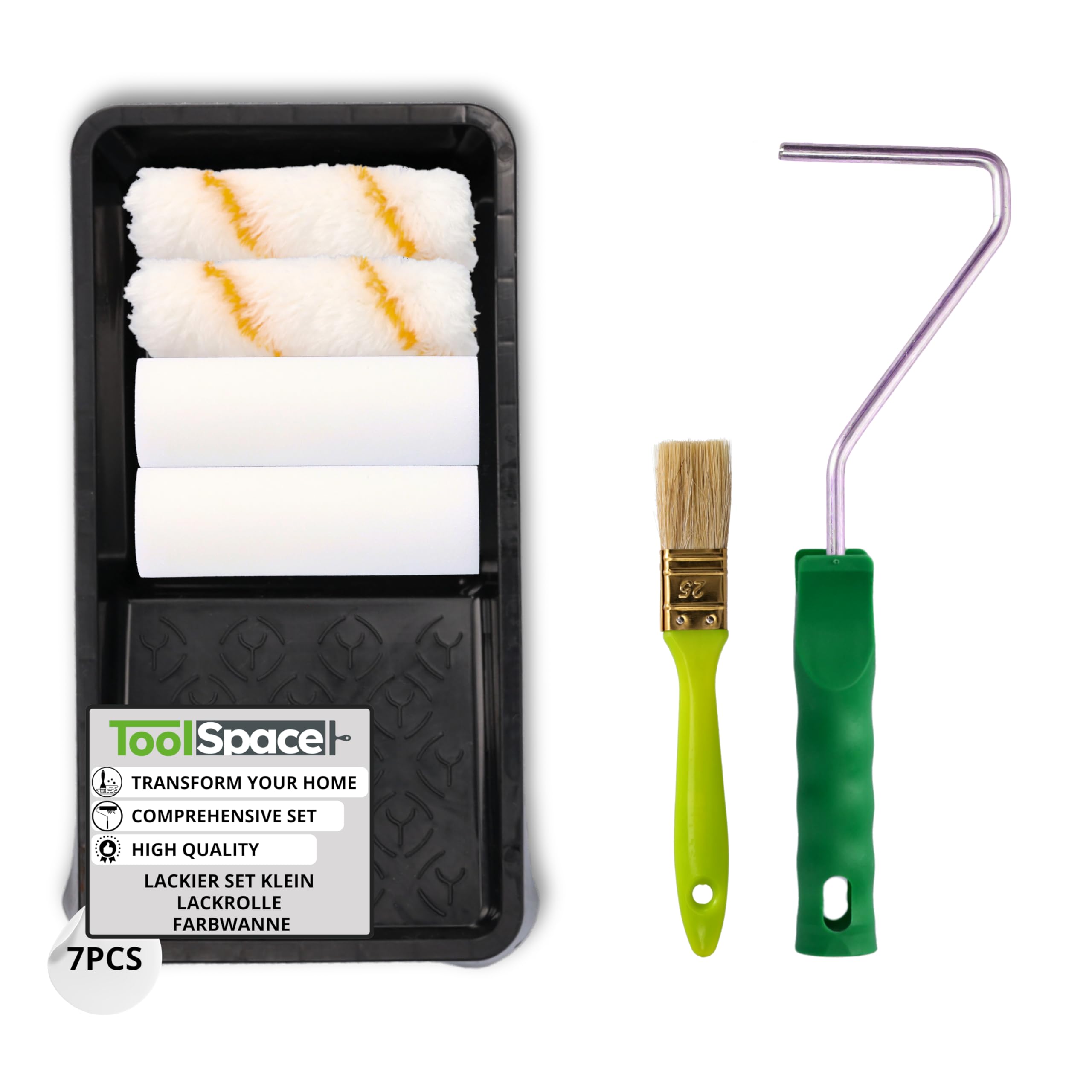 ToolSpace Universal Malerset 7 Teilig zum Lackieren von Möbeln und Kleinflächen - 2 x ...