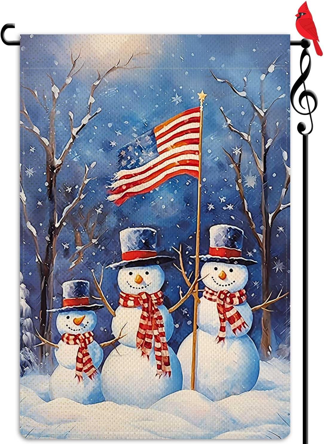 Amazon.com : Kenomi Winter Snowman Flag America Flag Garden Flag ...