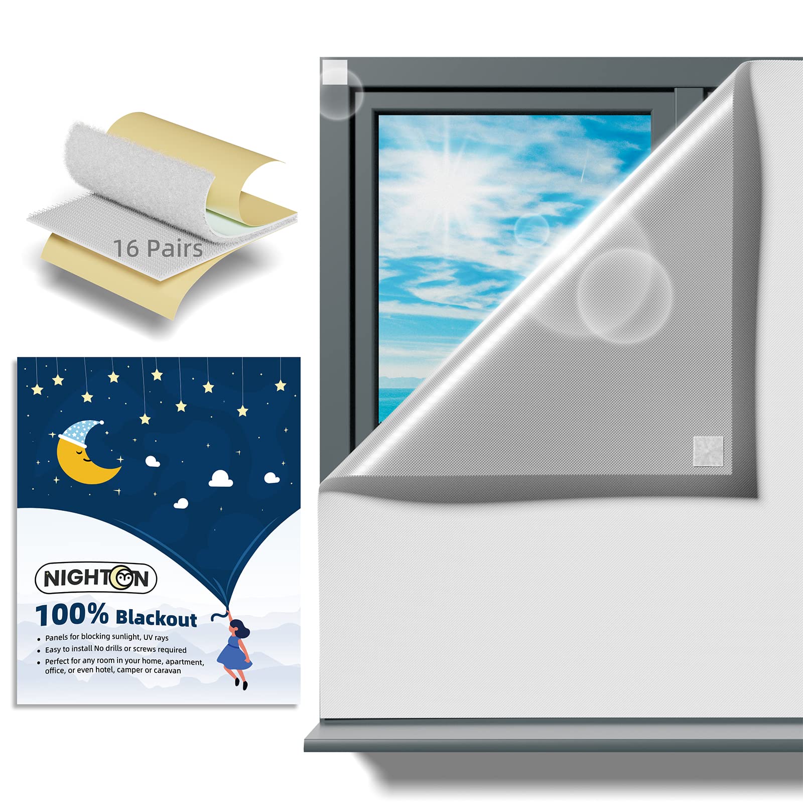 Amazon.com: NIGHTON Portable Blackout Curtains 71"×57" Strong Hook and ...