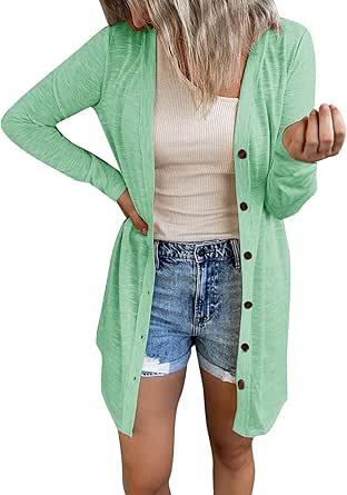 Vnihaq Summer Cardigan for Women Light Weight Long Sleeve Button Down ...