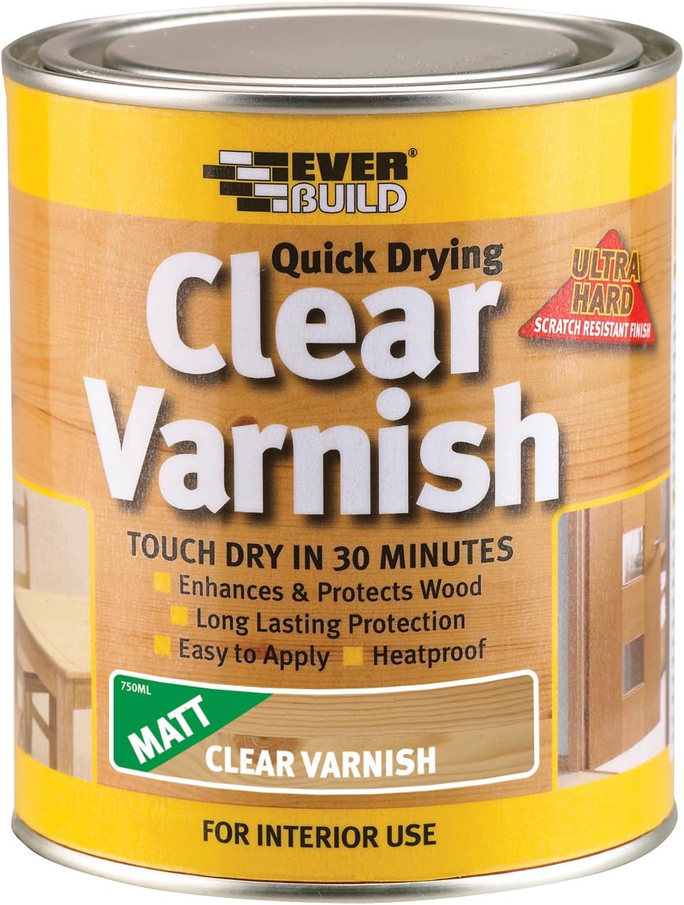Everbuild – Quick Drying Clear Varnish – Indoor Use – Ideal For ...