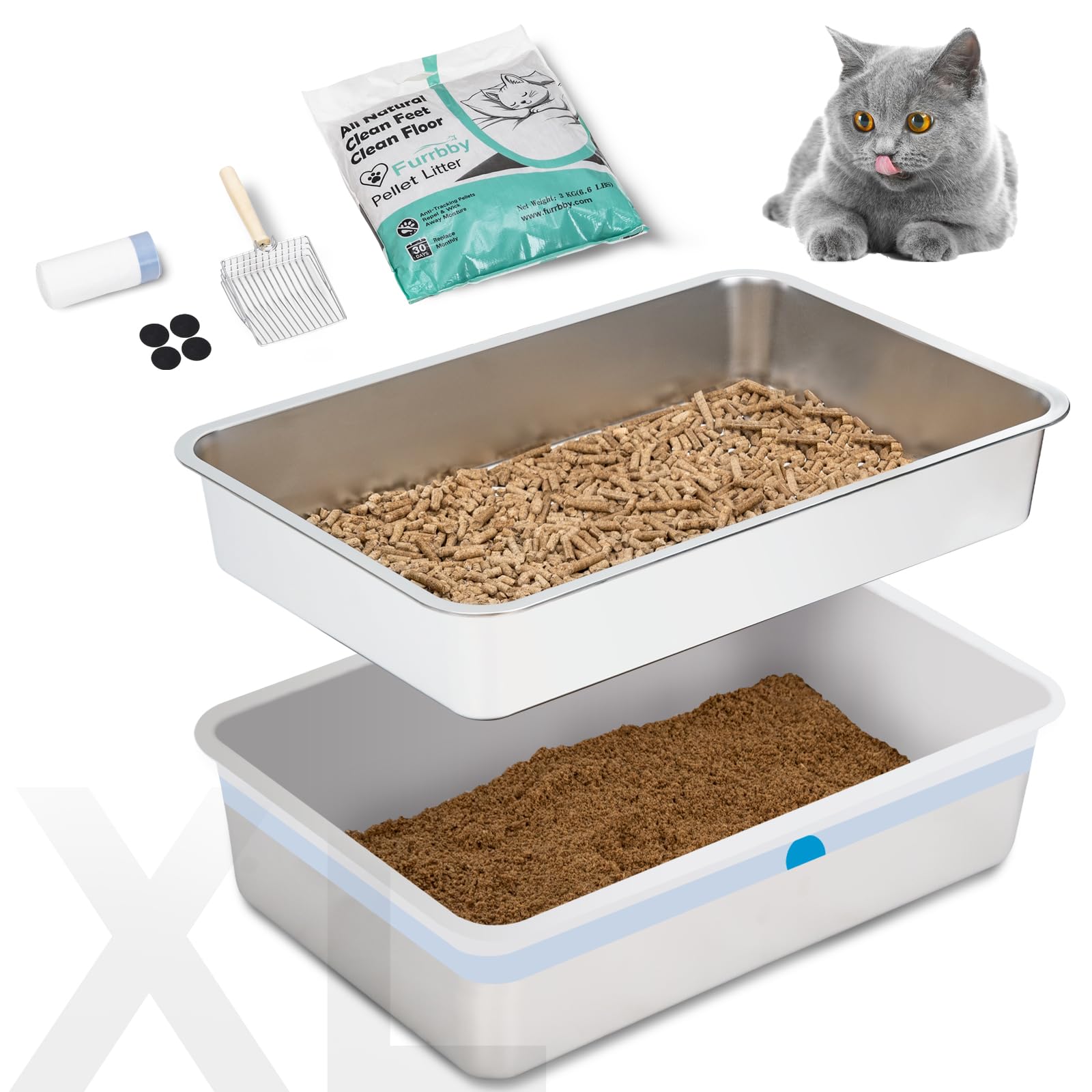 Xl Stainless Steel Sifting Litter Box For Pine Pellets Stainless ...
