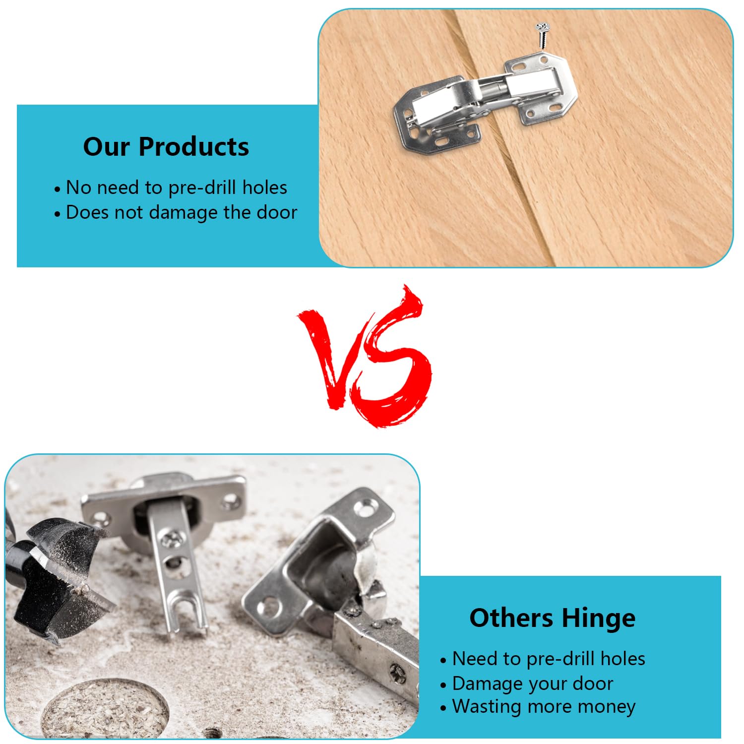XhjzgcTech Soft Close Damping Hinges, 4 Pcs 5 Inch Soft Close Concealed ...