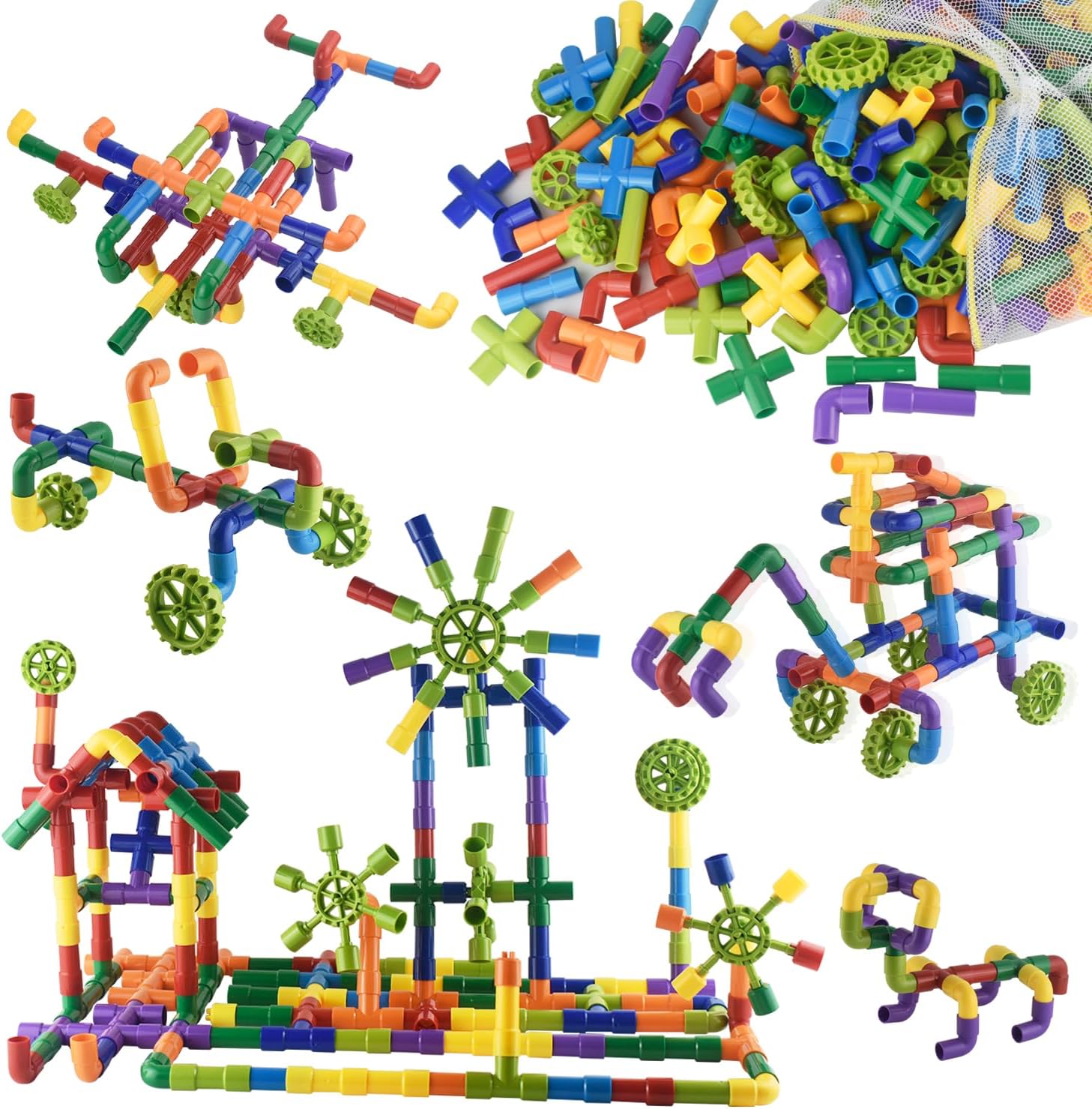 Dr.OX Tube Building Blocks, 242 Pieces Toy Pipe,Tubular Spout ...