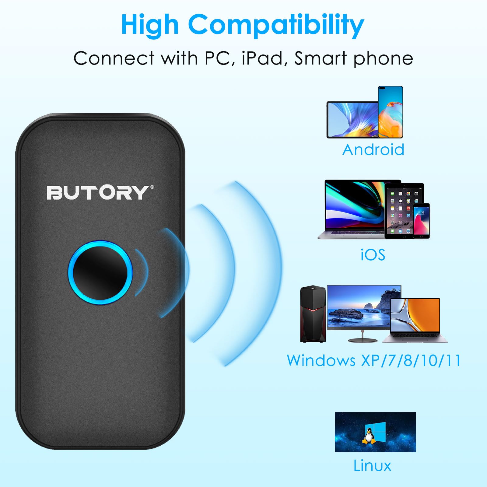 Snapklik.com : Butory Bluetooth Barcode Scanner Wireless