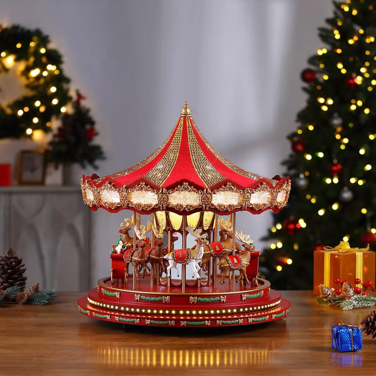 Marquee deluxe carousel with 240 LED Lights and plays 20 Christmas ...