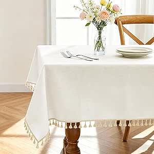 Amazon.com: Alsoo Table Cloth Rectangle Table Heavy Duty Cotton Linen ...