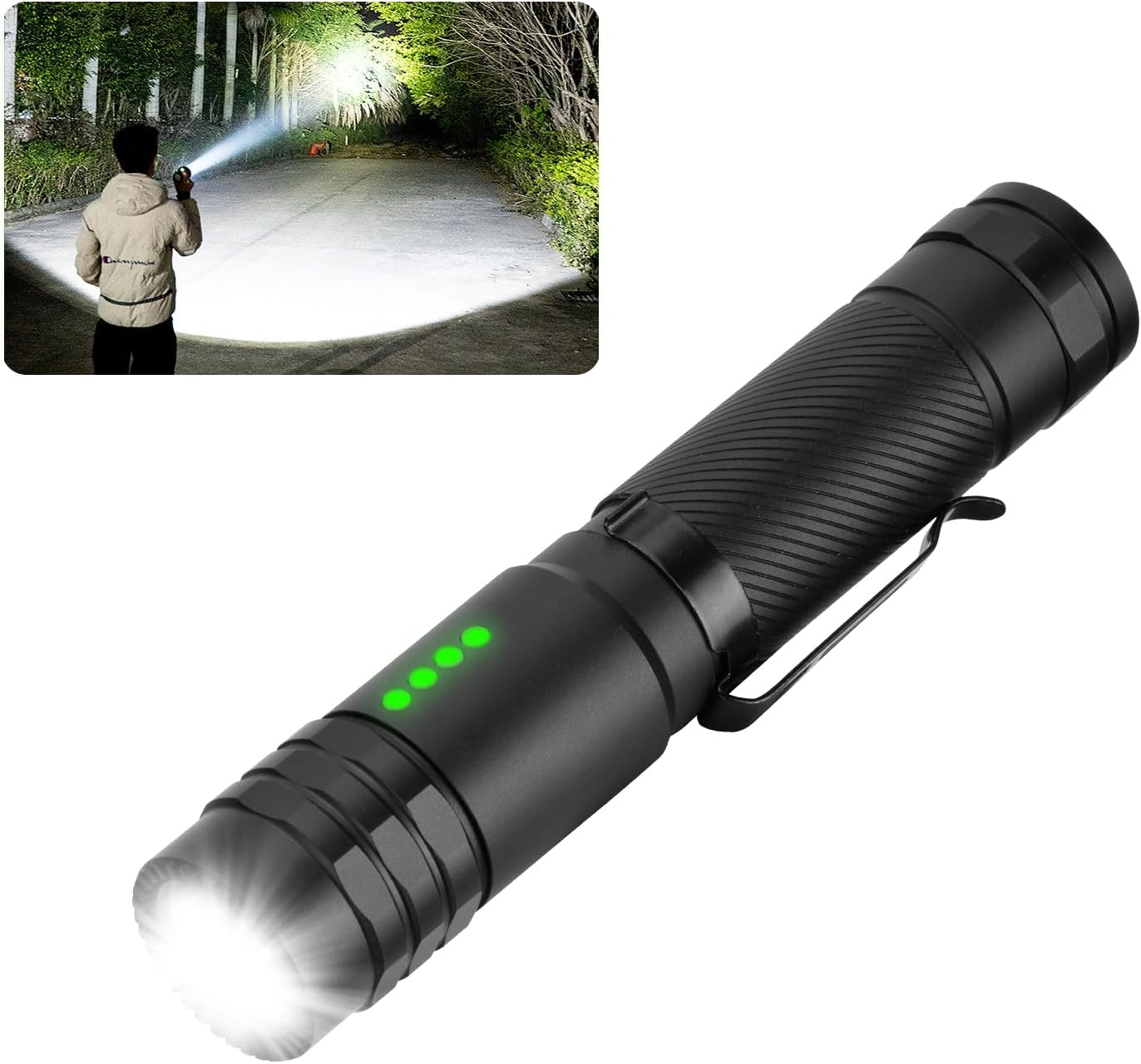 BIKACU LED Flashlight Rechargeable Small Flashlight Super Bright 20000 ...