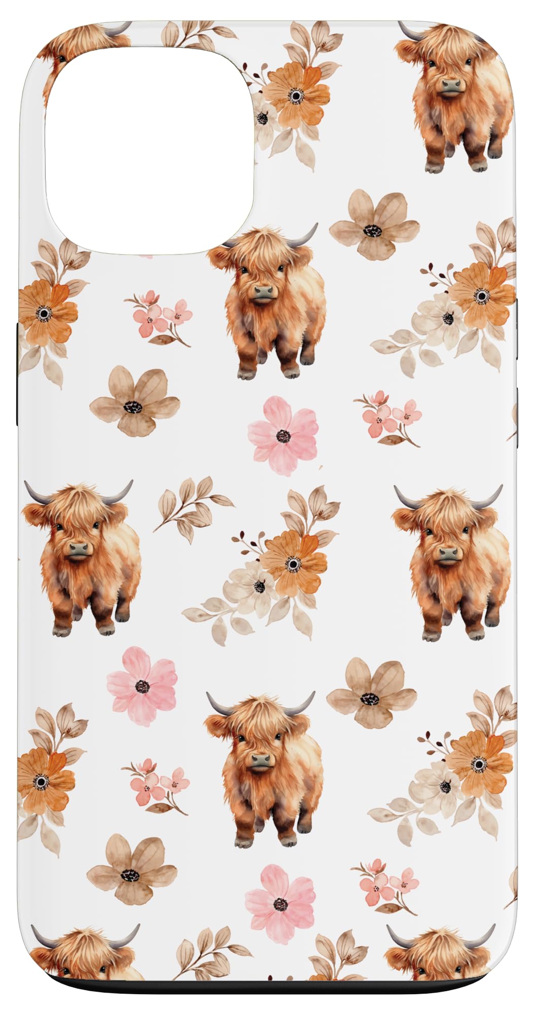 Amazon.com: iPhone 13 Western Boho Highland Cow Floral Cute Cows ...