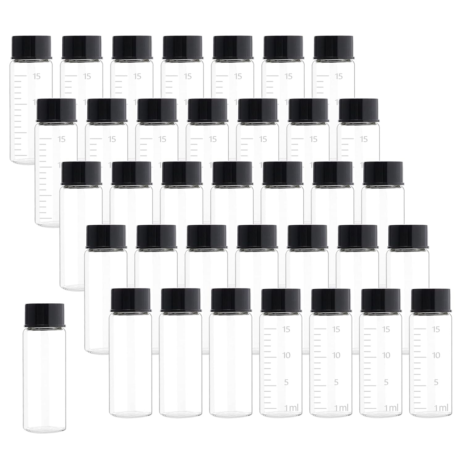 Csfglassbottles 36 Pack 15ml Clear Glass Sample Vials with Scale(18pcs ...