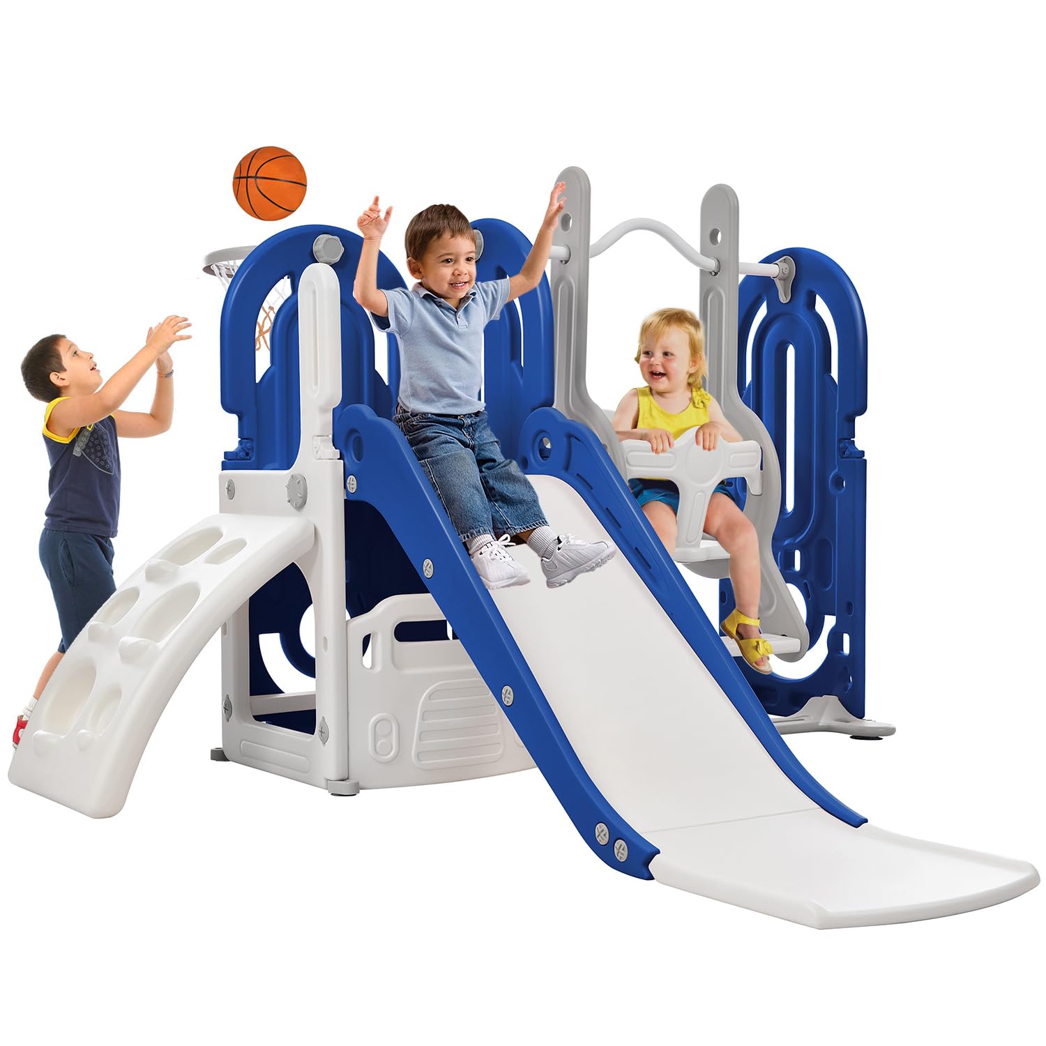 Tensun Swing and Slide Set 5 in 1 Kids Climber Slide Playset with ...