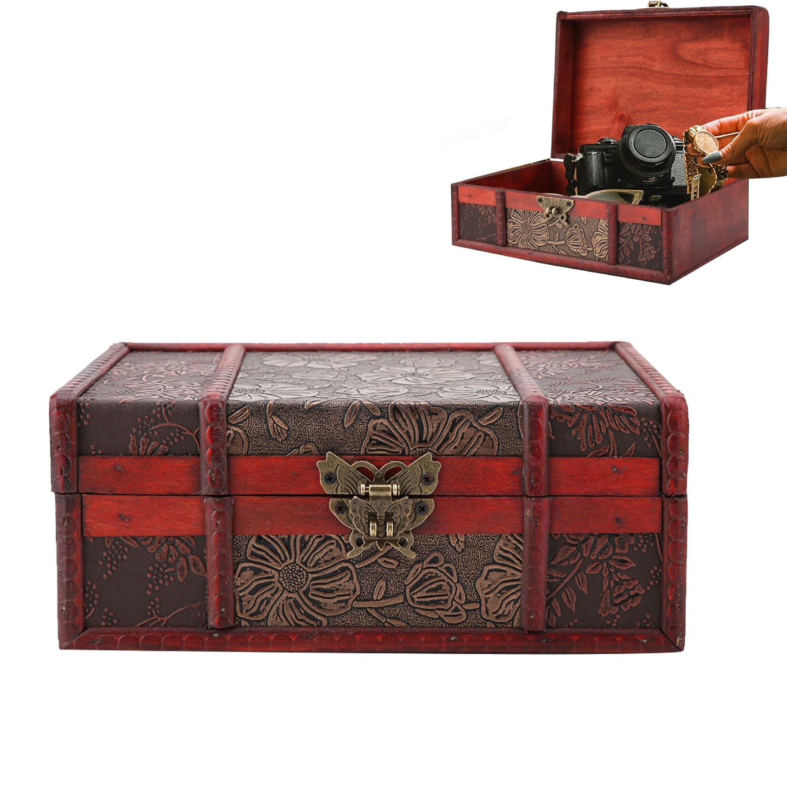 Amazon.com: Cocoarm Decorative Vintage Wooden Storage Box, Small Size ...